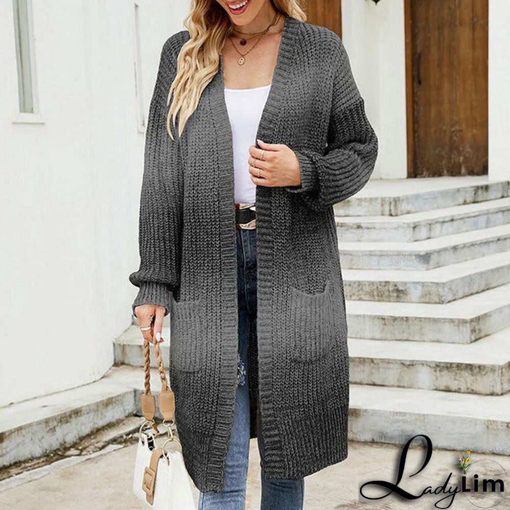 Casual Gradient Knitted Cardigan - Ladylim