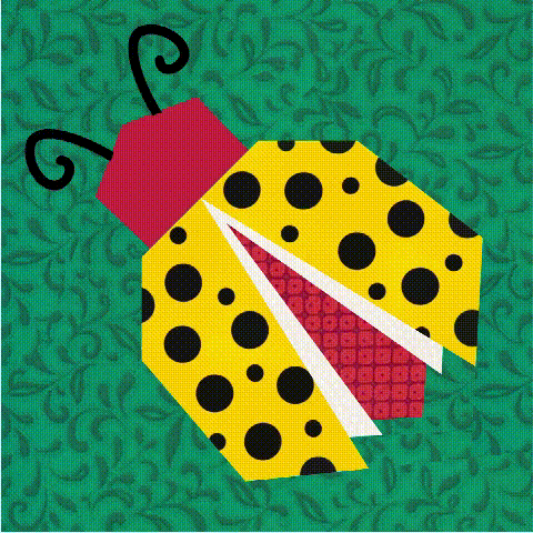Ladybug Piecing Quilt Block Template Set - With Instructions