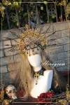 Gothic Women Halo Headpiece with Spike Cross Design Baroque Lady Halo Crown