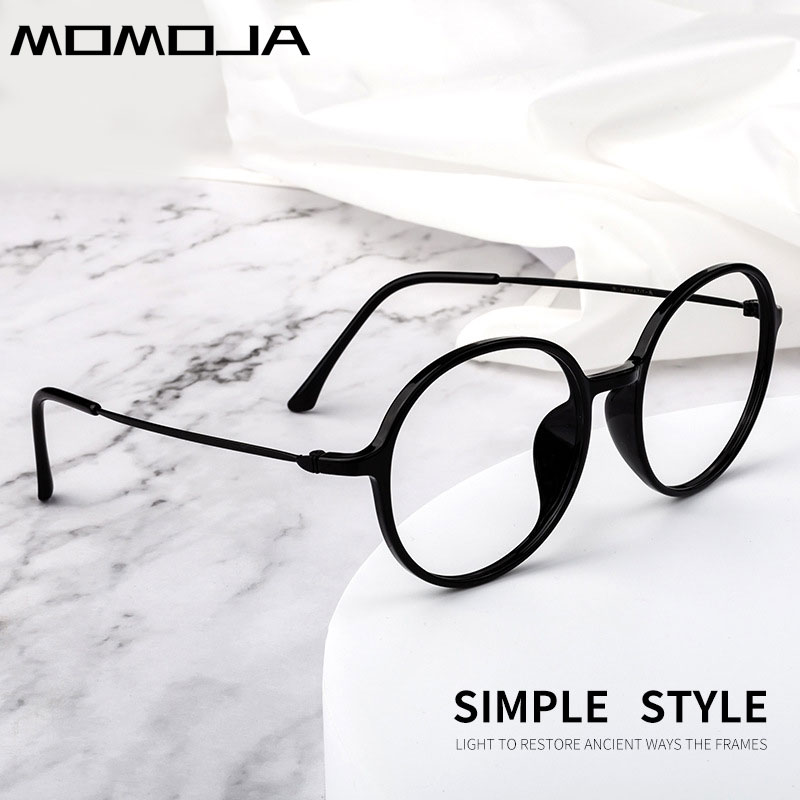 MOMOJA Ultra-light TR90 Glasses Men's Retro Roun Blue Light Blocking ...