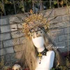 Gothic Women Halo Headpiece with Spike Cross Design Baroque Lady Halo Crown