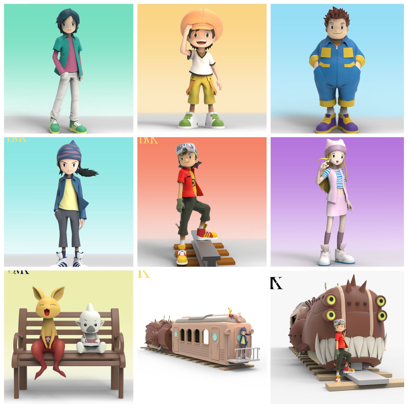 MH Scale Digimon Frontier & Trailmon & Neamon & Bokomon - Digimon Resin ...