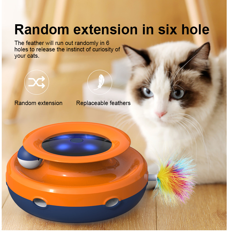 Electric Donut Disk Turntable Interactive Feather Cat Toy