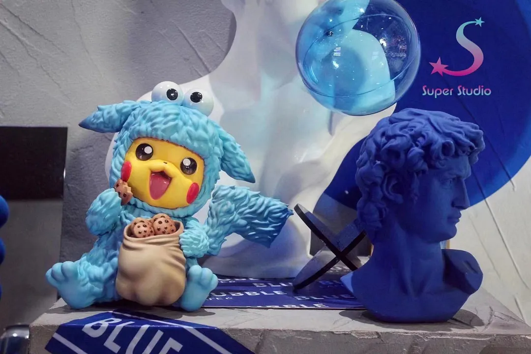 Elmo & Cookie Monster Cosplay Pikachu - Sesame Street Pokemon Resin ...