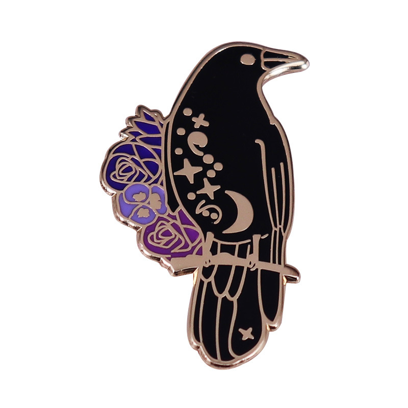 Gothic Floral Crow Brooch Six Crows Literature Inspiration Badges Funny ...