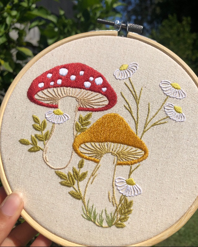 Mushroom Garden Embroidery Kit | Hand Embroidery | Mushroom Embroidery ...