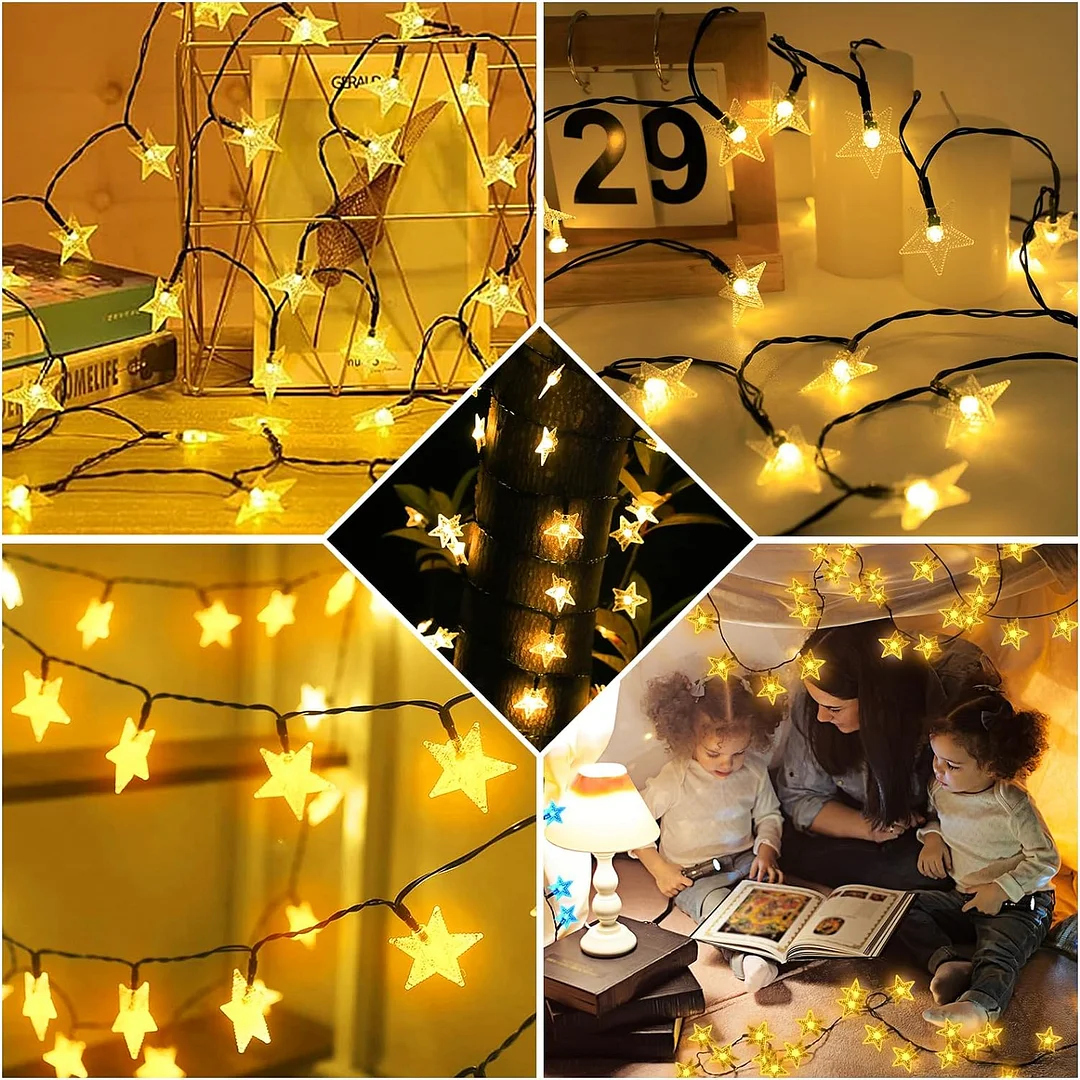 Solar String Lights 14m 120 LED Star Warm