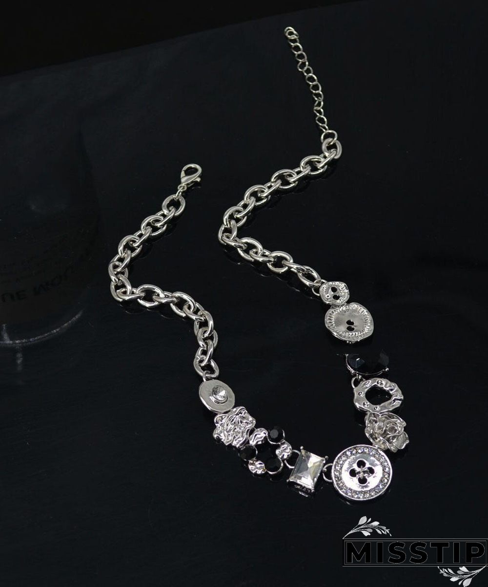 Art Silk Zircon Gem Stone Patchwork Gratuated Bead Necklace - MissTip