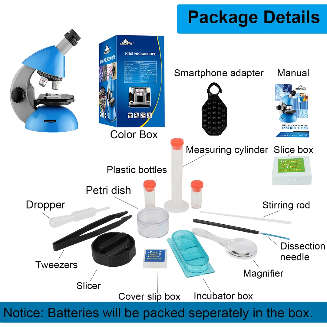 BEBANG 40X-640X Microscopes for Kids, Microscope with Slides Kit, Phone ...