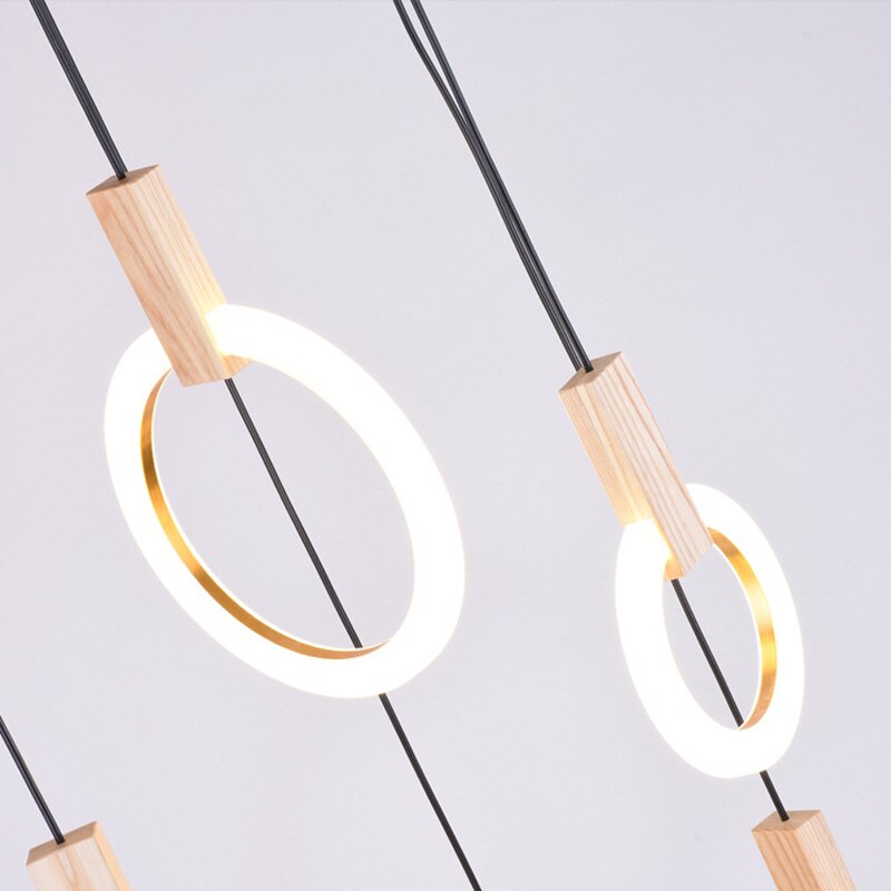 Ring Shaped Wooden Led Pendant Lights Bedroom Pendant Lamp Dining Room ...