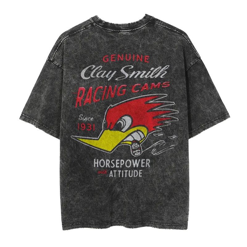 GENUINE CLAY SMITH RACING CAMS Hot Rod Bird Men's Washed T-shirt