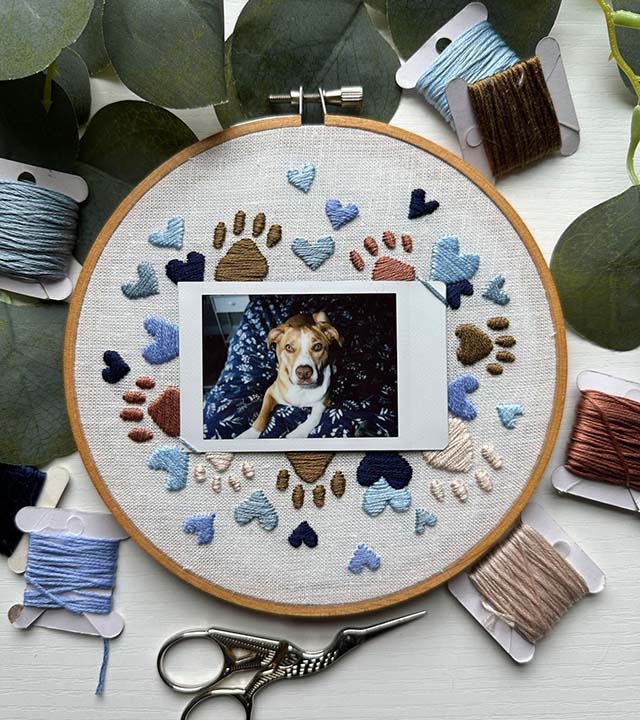 Dog Paw Print Picture Frame Embroidery Kit