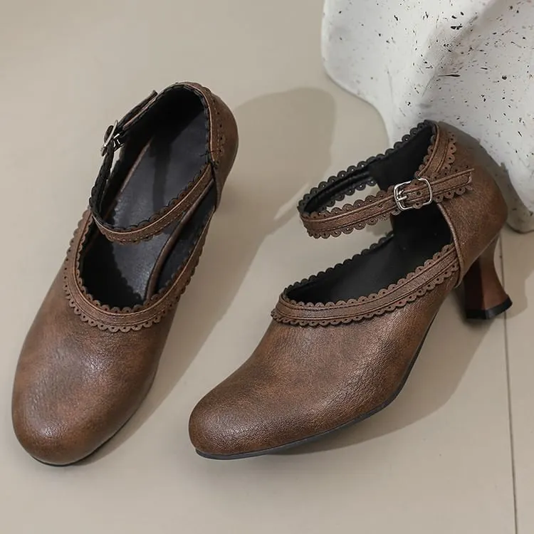 Low Heel Plain Mary Jane Pumps
