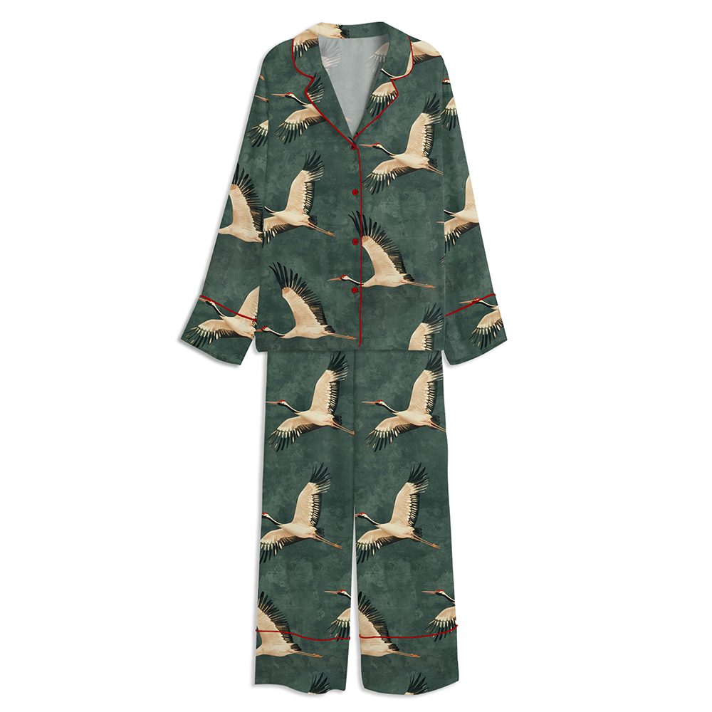 Tokyover Red Crowned Flying Crane Japanese Bird Unisex Long Sleeve ...