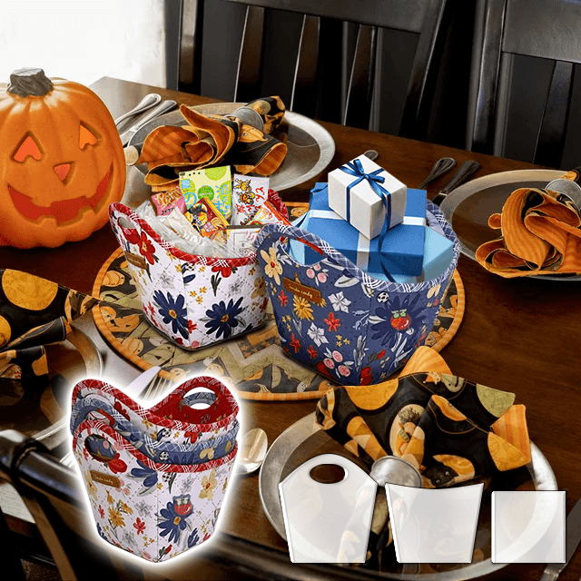 Foldable Cute Fabric Basket Sewing Template（3PCS） - With Instructions