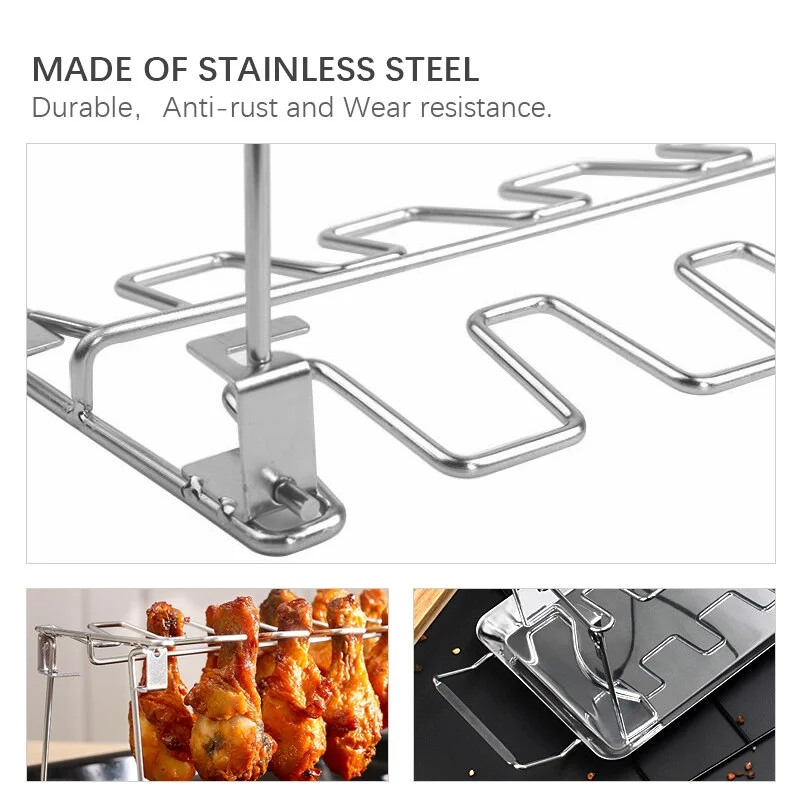 Athvotar Beef Chicken Leg Grilled Rack 14 Slots Stainless Steel BBQ ...