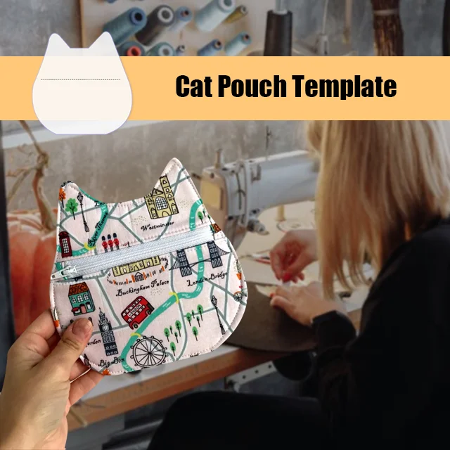 Cute Cat Zipper Pouch Template Ruler - With Instructions