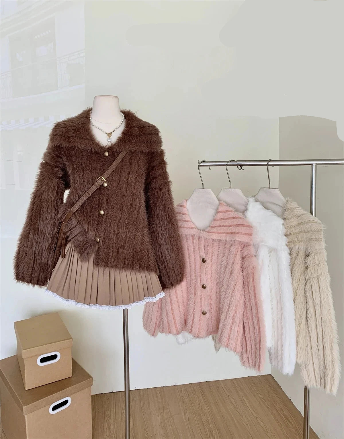 Aiertu Women Striped Mohair Cardigan Sweater 90s Aesthetic Y2k Vintage ...