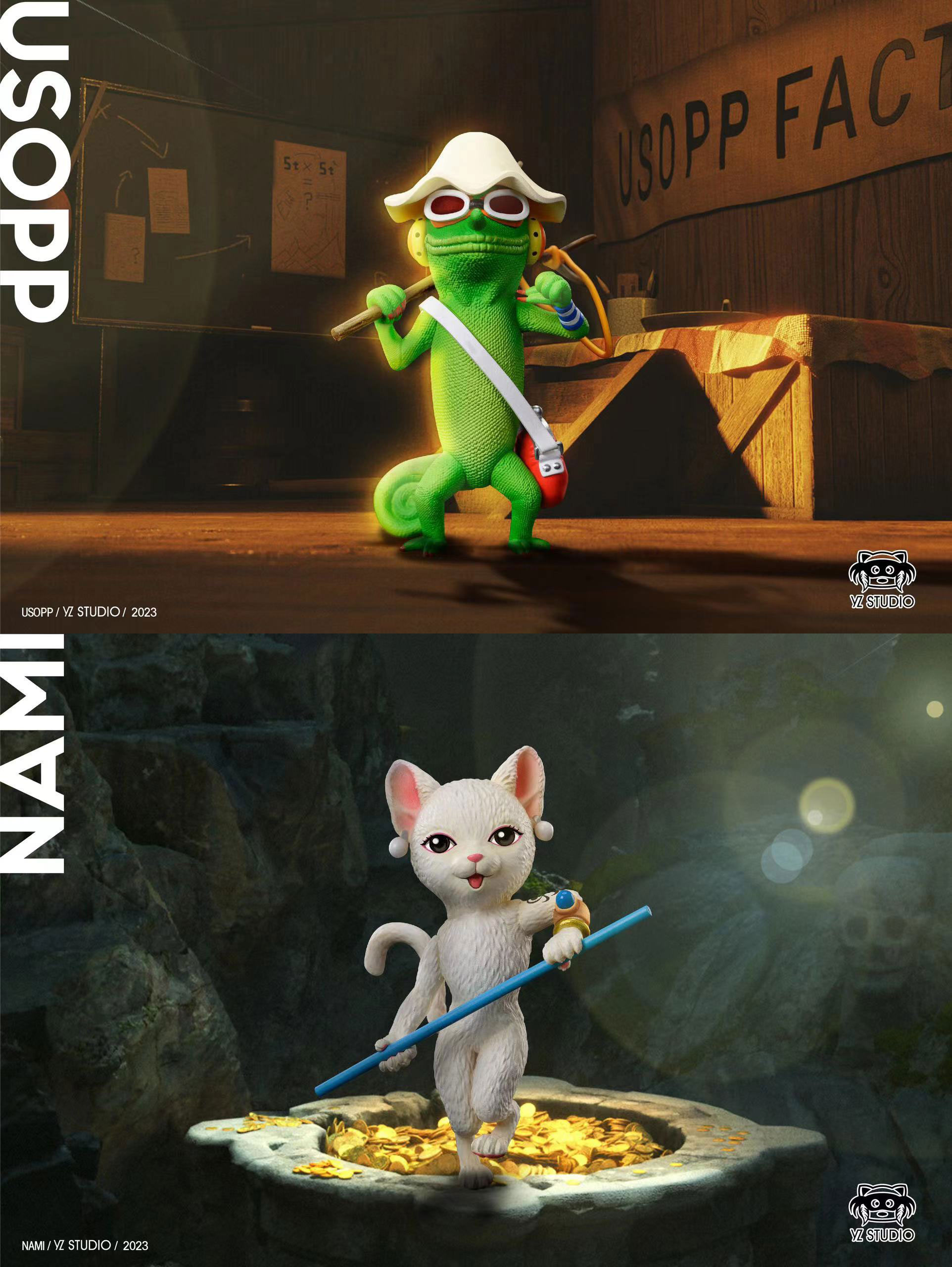 WCF Scale Animals Series 004 Usopp & 005 Nami - ONE PIECE Statue - YZ ...