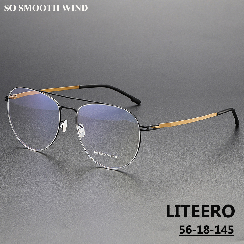 Germany Double-beam Screwless Glasses Frame Men Round Oval Eyeglasses ...