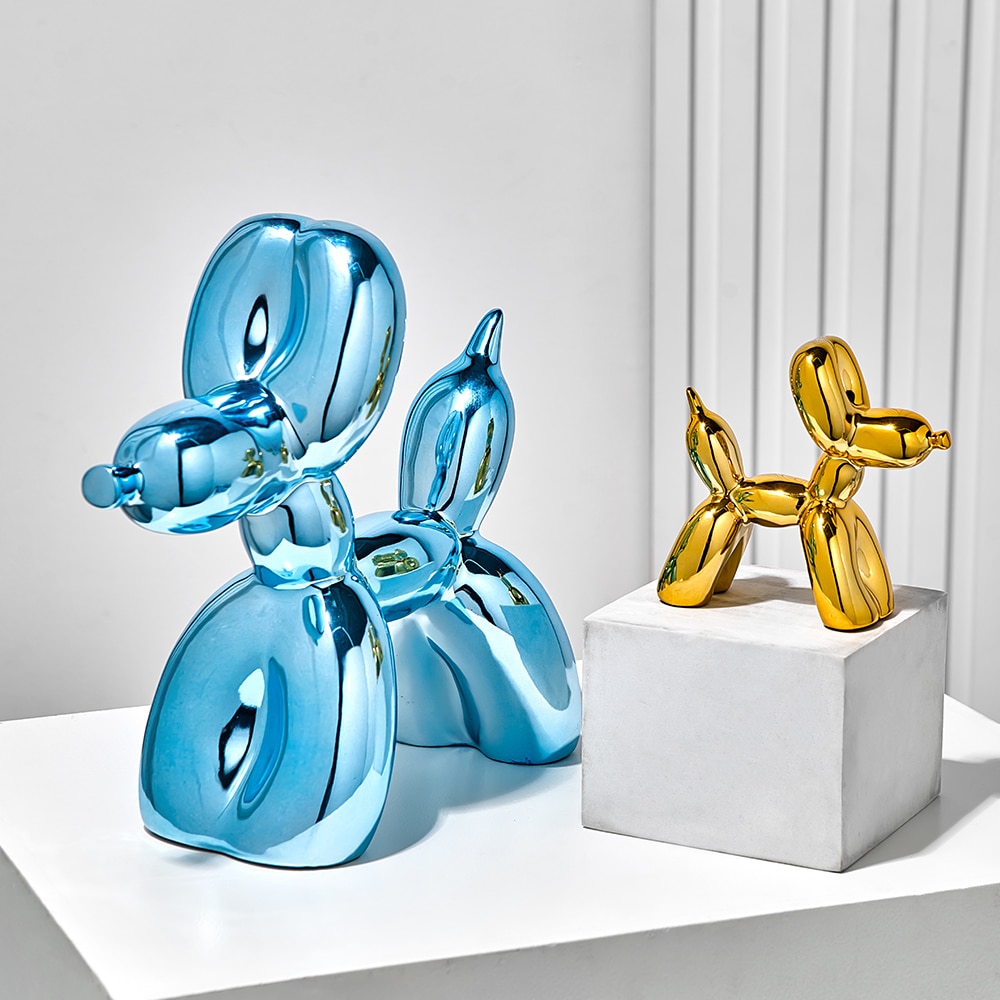 Nigikala Sculpture Cute Shiny Balloon Dog Figurines Miniatures Art ...