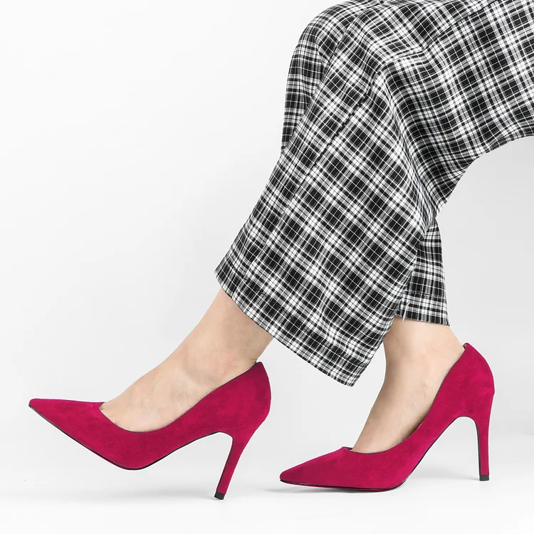 90mm Comfortable Kitten Heels Pointy Toe Red Bottom Daily Pumps