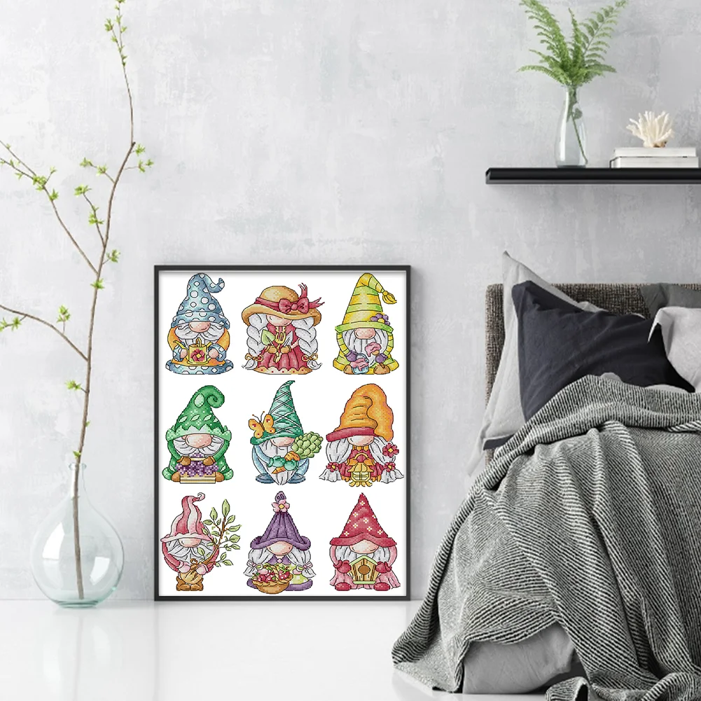 14CT Joy Sunday Stamped Cross Stitch Dwarf Apparel(33*45cm)(Backstitch ...