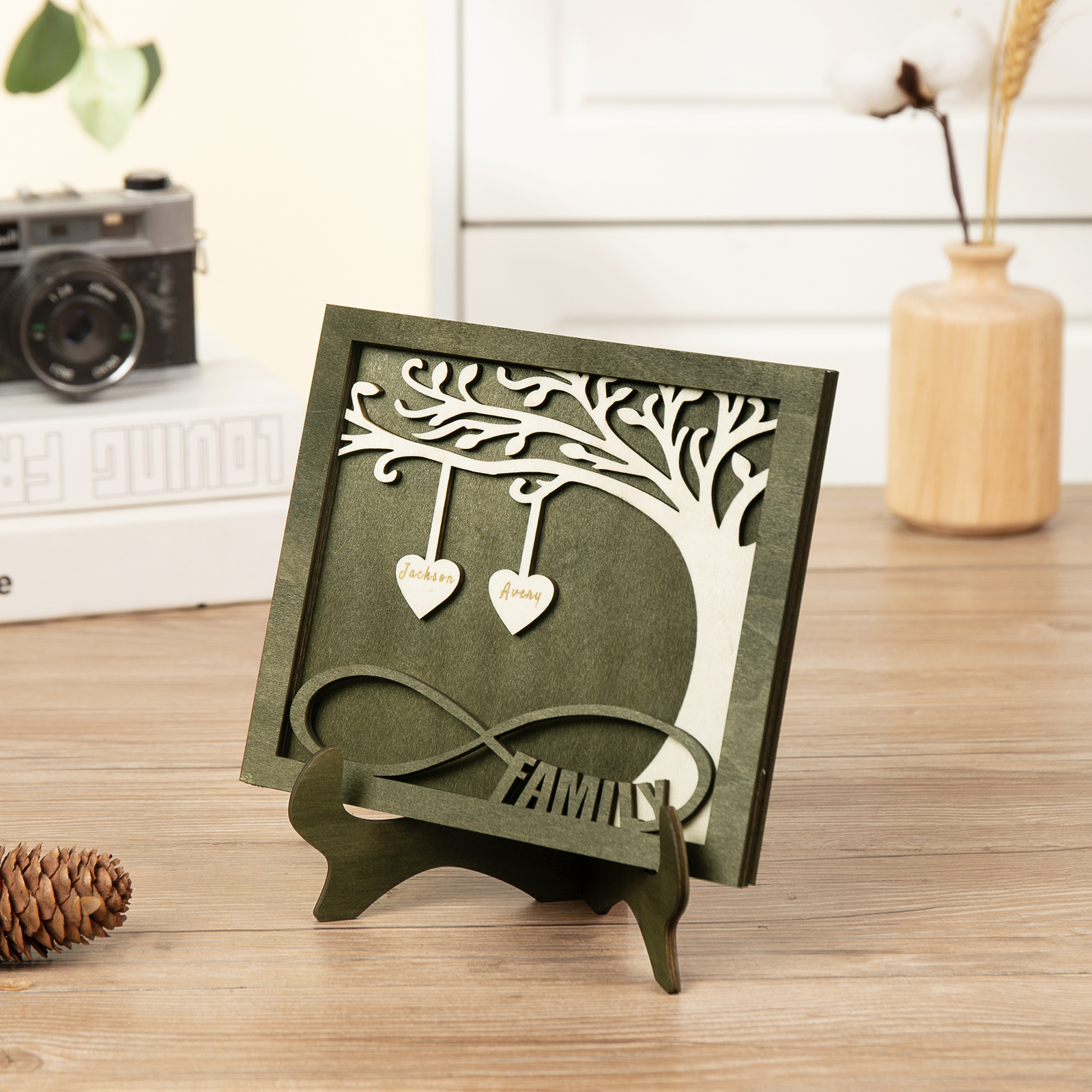 Family Tree Wood Frame Personalized Family Tree Sign Custom 2 Names ...