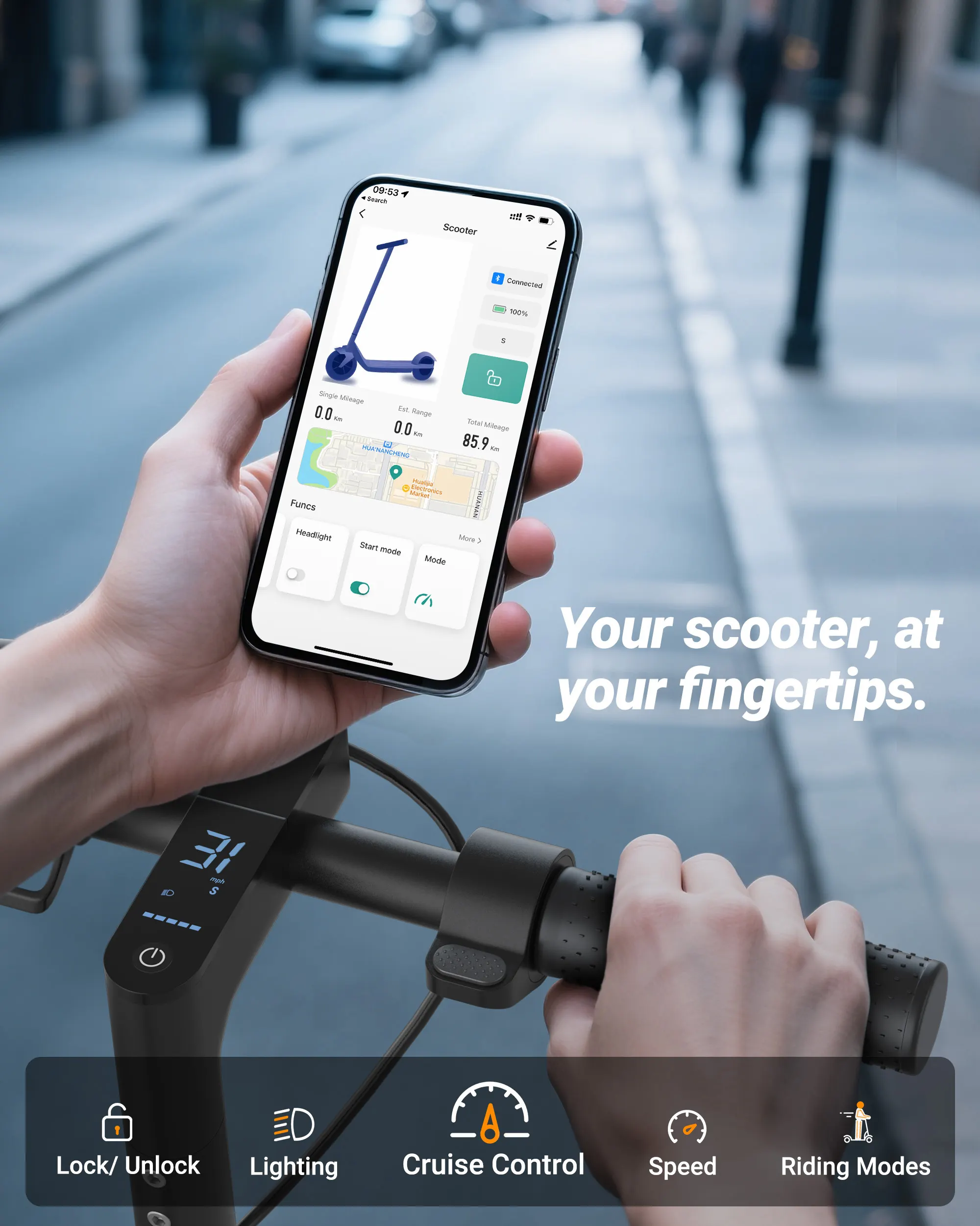 LP10 Electric Scooter 35KM Travel Range 500W Motor 31KM/H