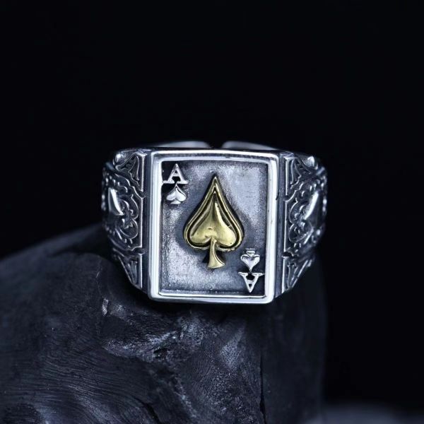 Sterling Silver Aces of Spades Ring