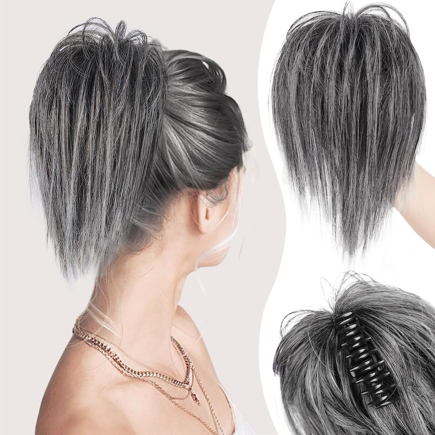 2024 Messy ponytail clip extends hair--High temperature wire