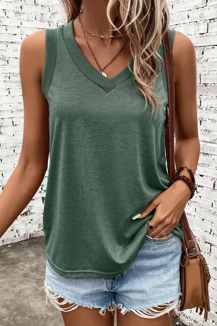 mist green ribbed tank