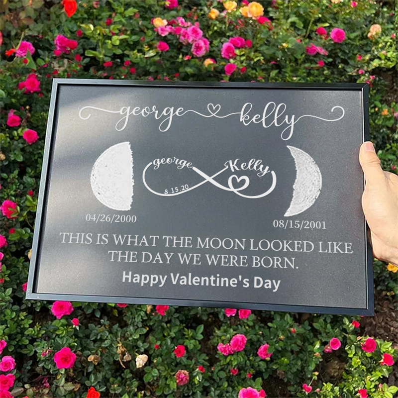 Custom Moon Phase Frame With Text & Date- This is How the Moon Looked ...