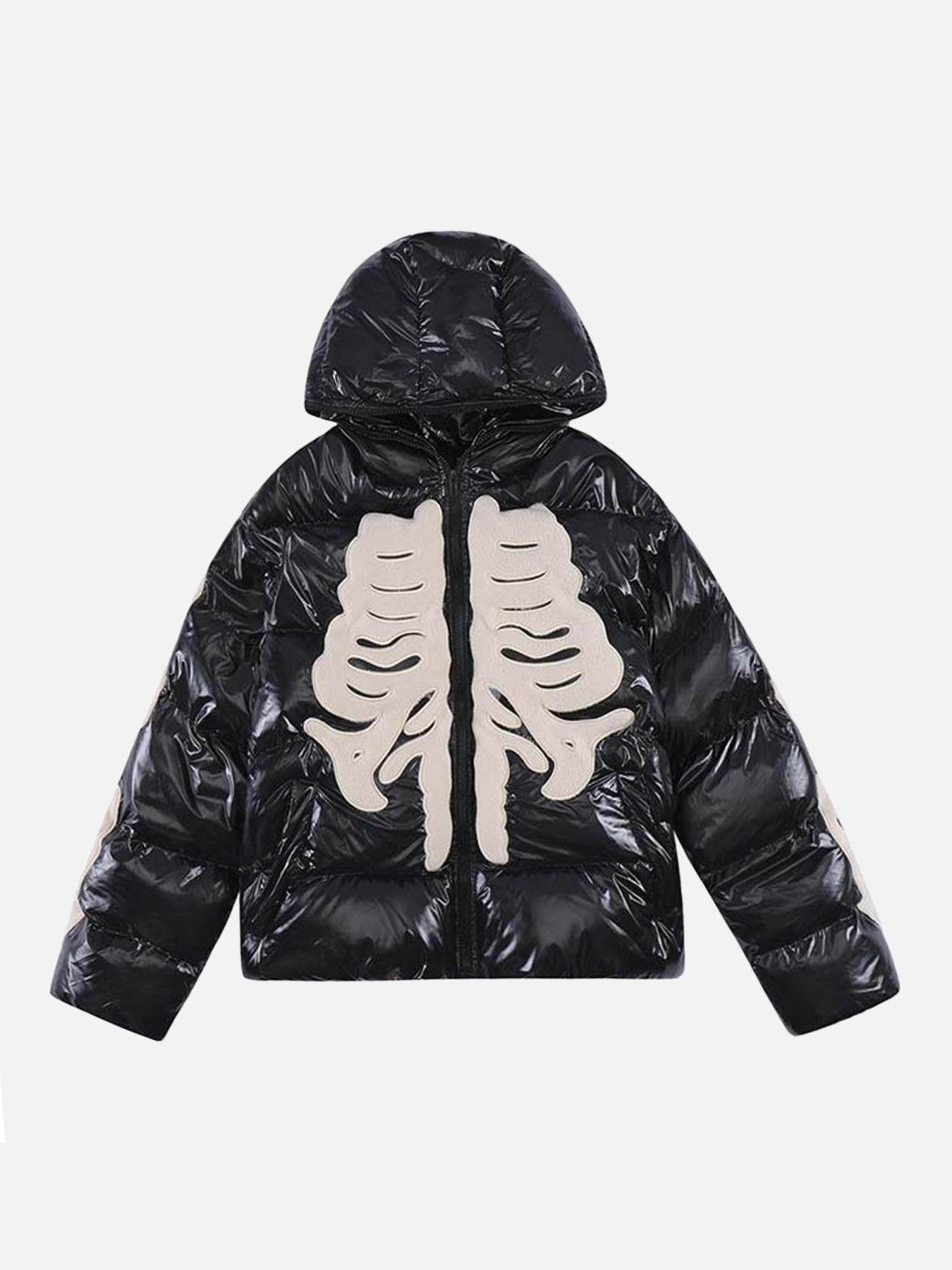 Flocked Embroidered Skeleton Cotton Jacket