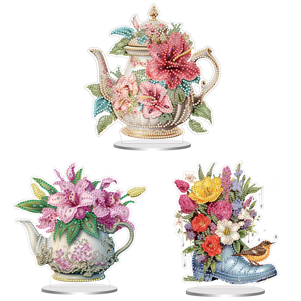 Acrylic Special Shaped Lily Water Kettle Desktop Diamond Art Kits for ...