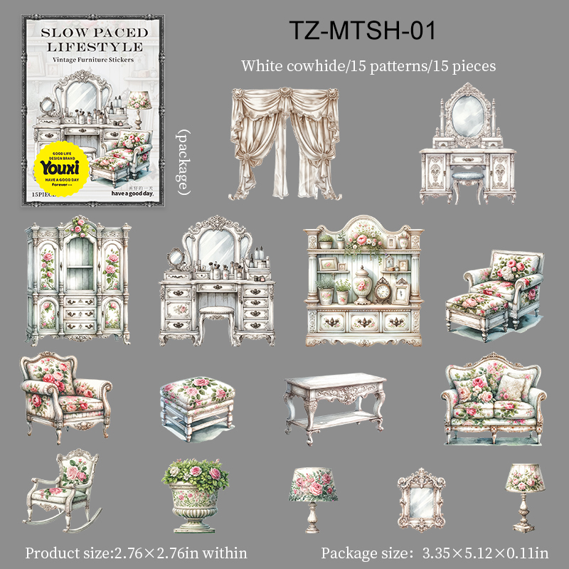 Slow Paced Lifestyle Series Vintage Home Furniture Landscape Sticker