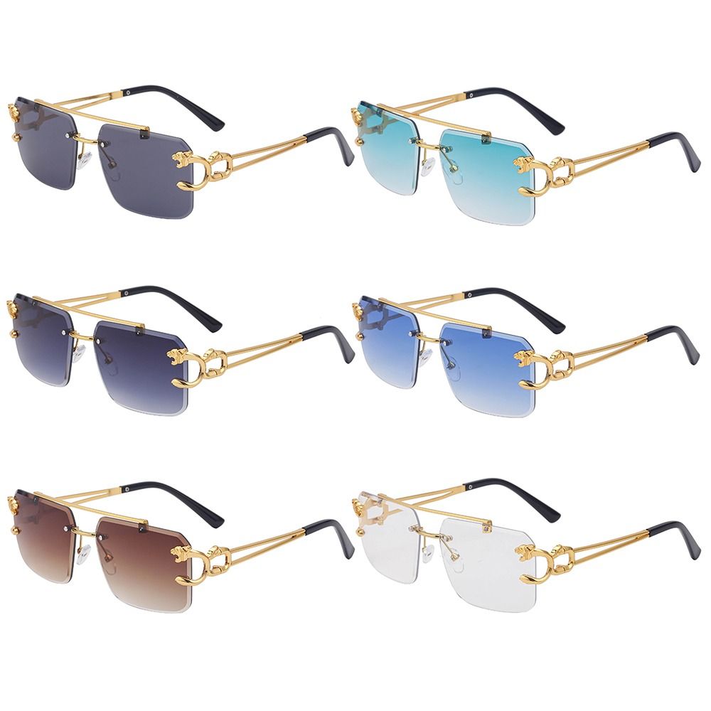 Eyewear Frameless Metal Cheetah Decoration Steampunk Sun Glasses Shades ...
