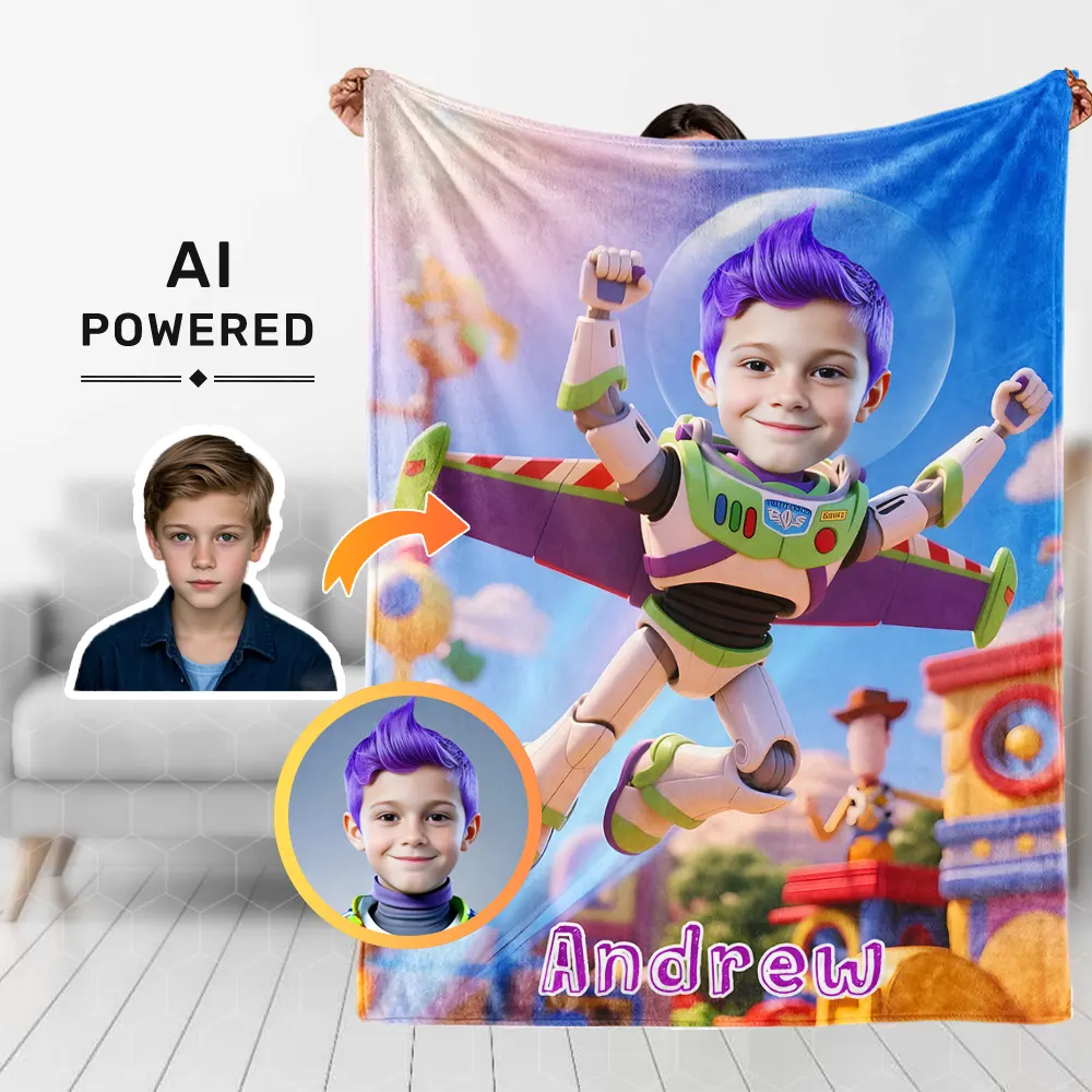 Custom Photo Blankets AI-Powered 3D Space Ranger Personalized Blankets ...