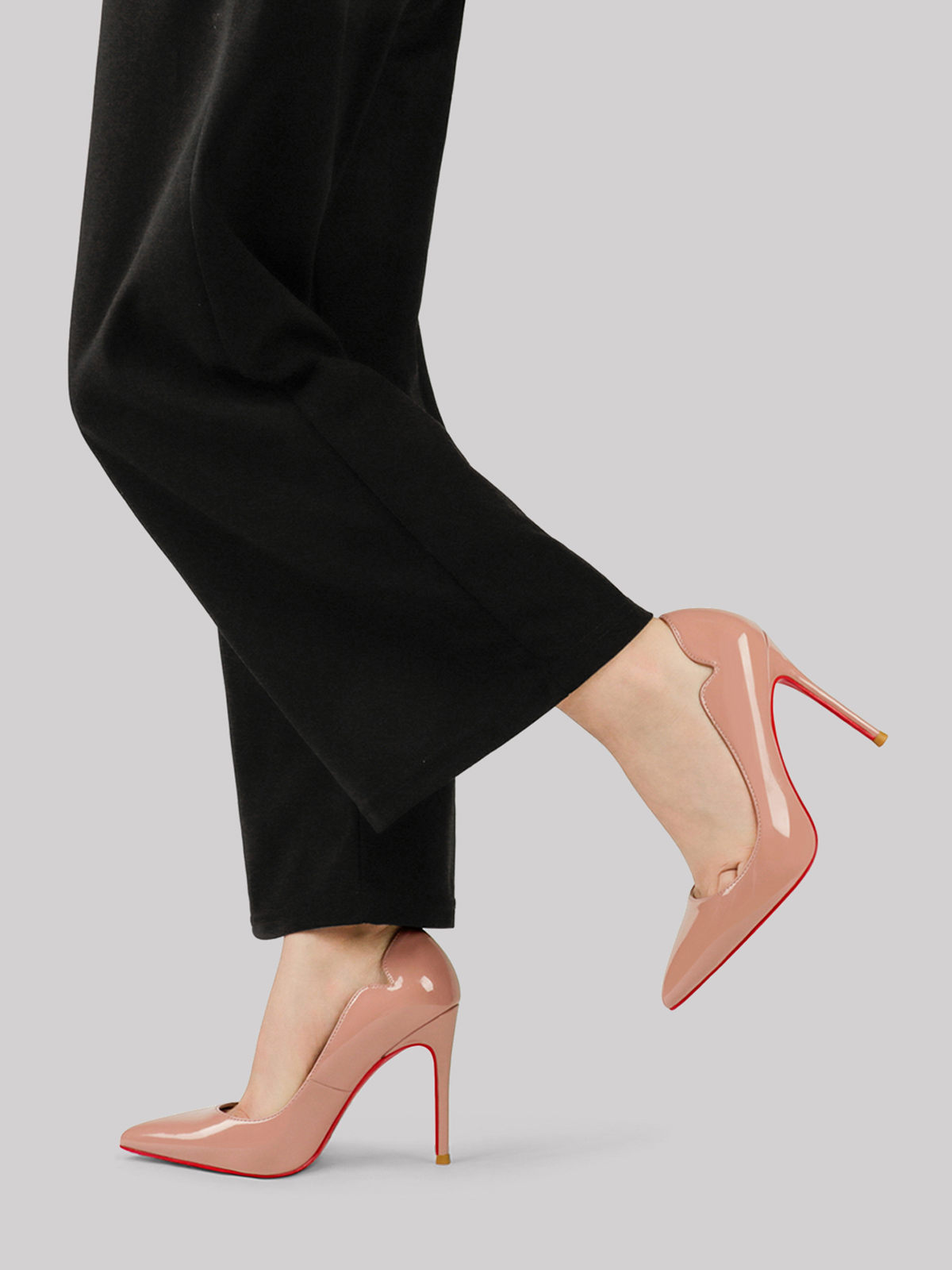 3.94" Women's Classic Pointed Toe V-Shaped Red Bottom High Heels for ...