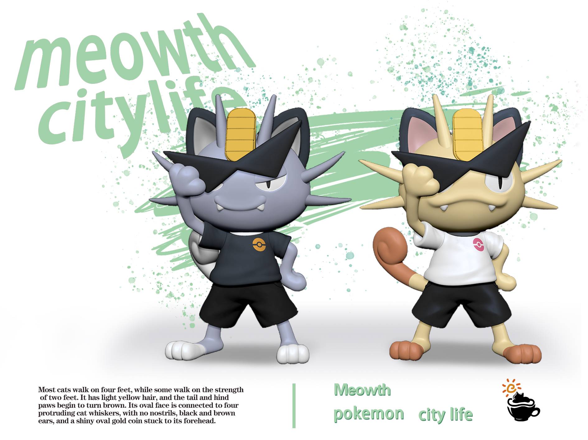 City Life Meowth - Pokemon Resin Statue - FeiMaoYangRi Studio