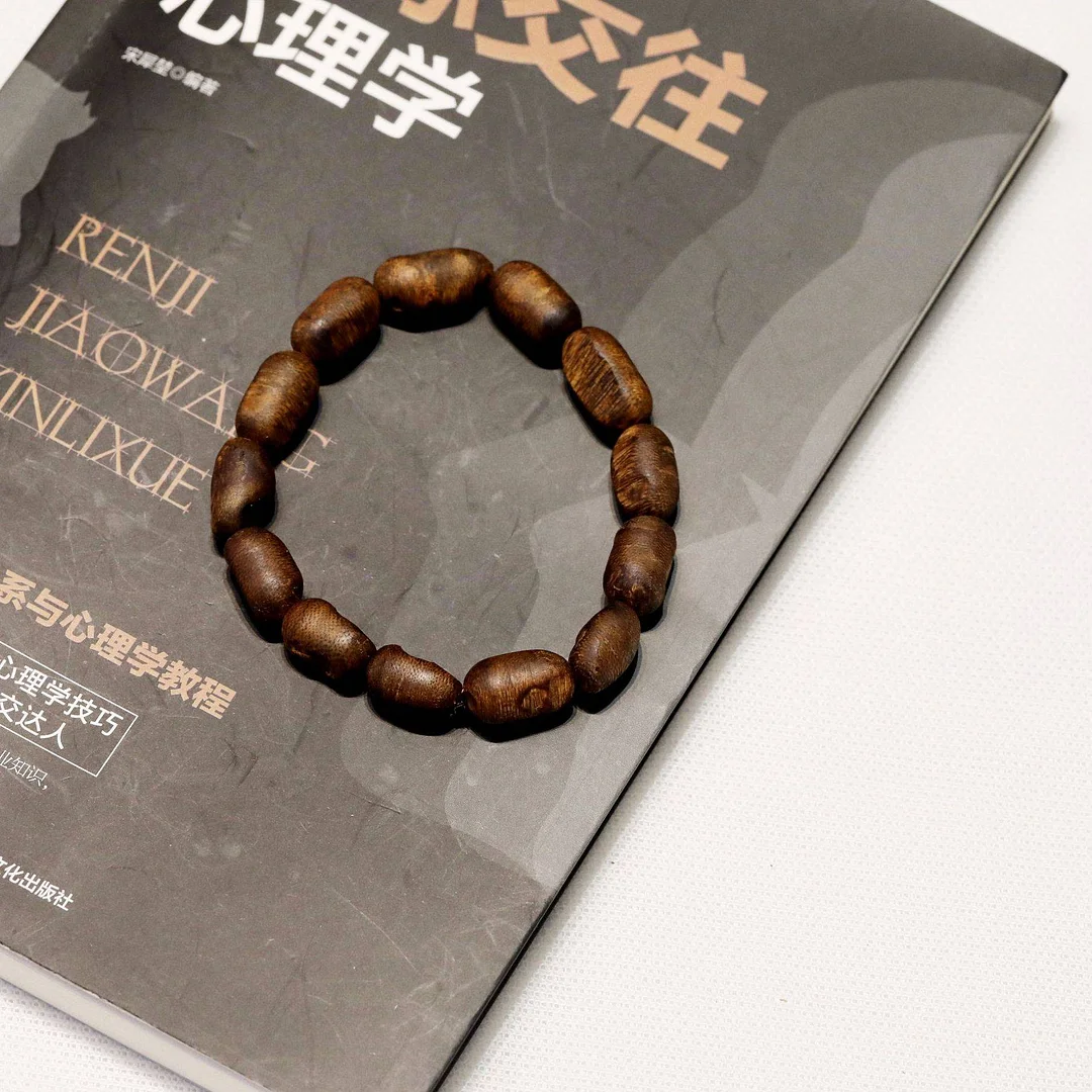 Handmade Natural Qinan Agarwood Buddha Beads Bracelet