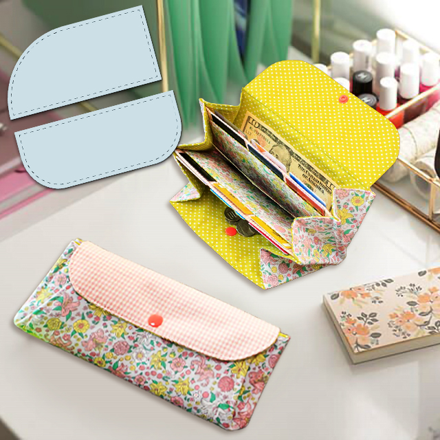 Easy Sewing Long Wallet Template Set-With Instructions