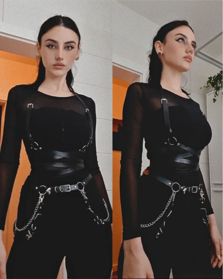 Goth Style Buckles PU Waist Chain Punk Belt