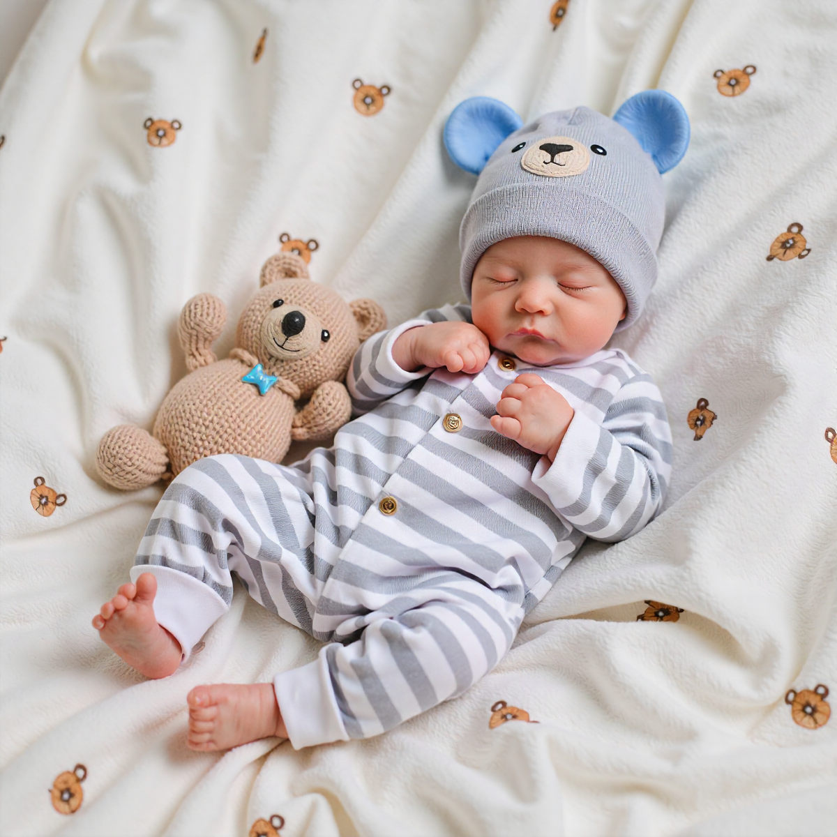 20'' Reborn Baby Doll Realistic Sleeping Boy Medery with Painted Hair ...