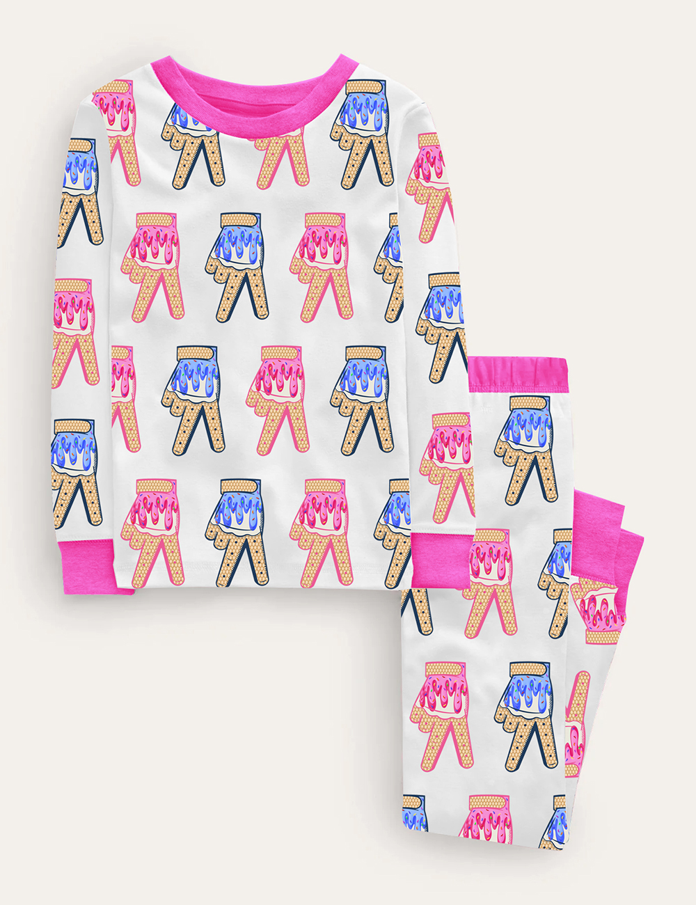 Kid's Ice Cream Baseball Batting Glove Drip Pajama Set