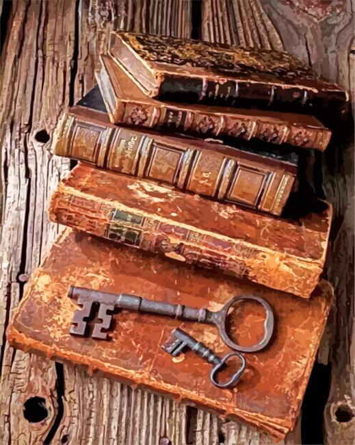 DIY Painting By Numbers | Vintage Books And Keys (40X50cm)