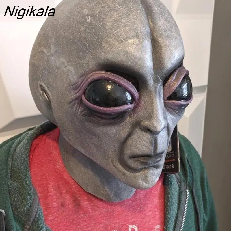 Nigikala Cool Alien Mask Halloween Horror Mask Creepy Costume Party ...