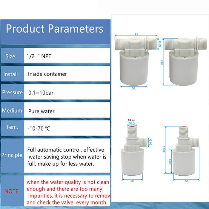 Automatic Water Level Control Float Valves for Water Storage Tanks
