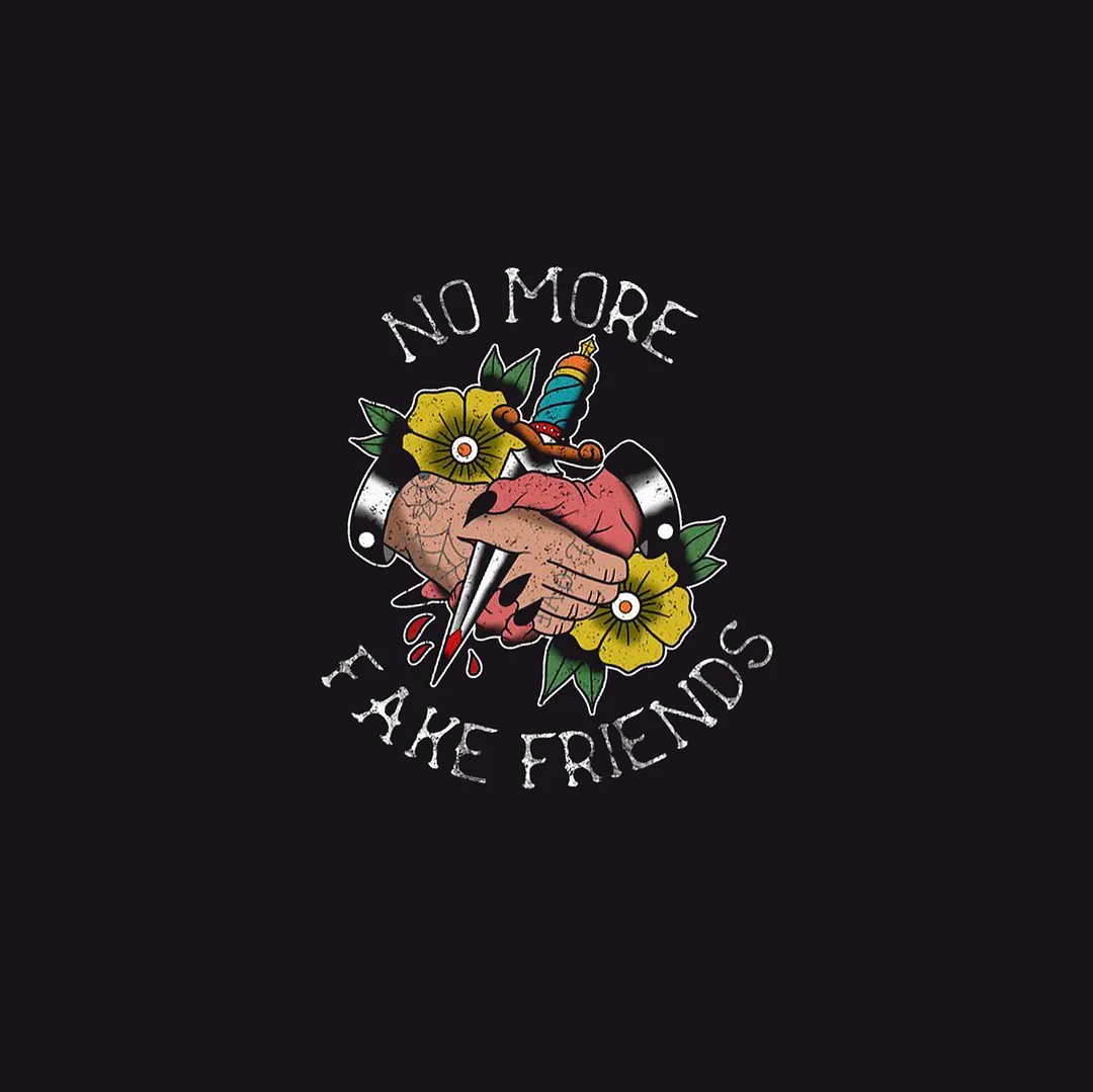 MOTOSUNNY NO MORE FAKE FRIENDS Shake Hands Casual Graphic Black Print T ...