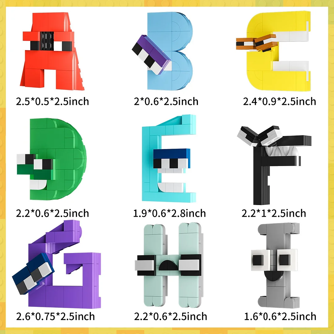 Gobricks 26 Style English Alphabet Letters Lore (A-Z)